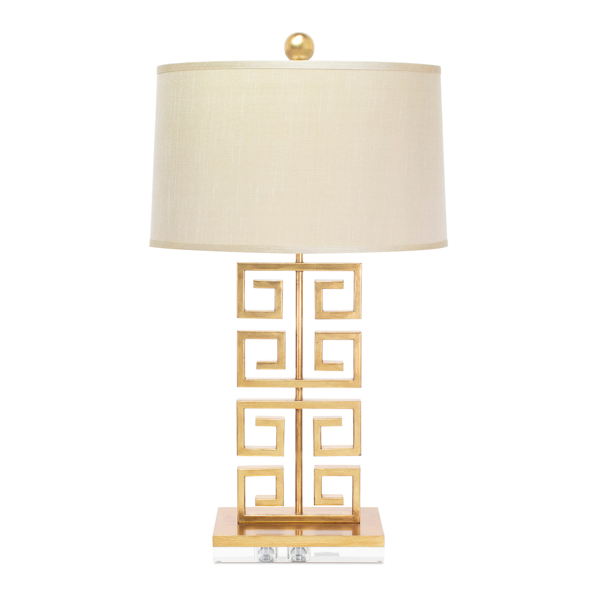Gold Metal Greek Key with Oval Hardback Shade | Couture Lamps