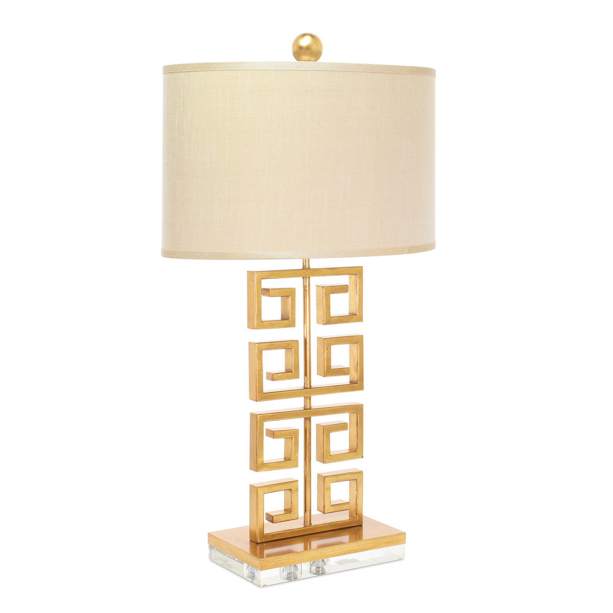 30"H Gold Metal Greek Key Lamp | Couture Lamps