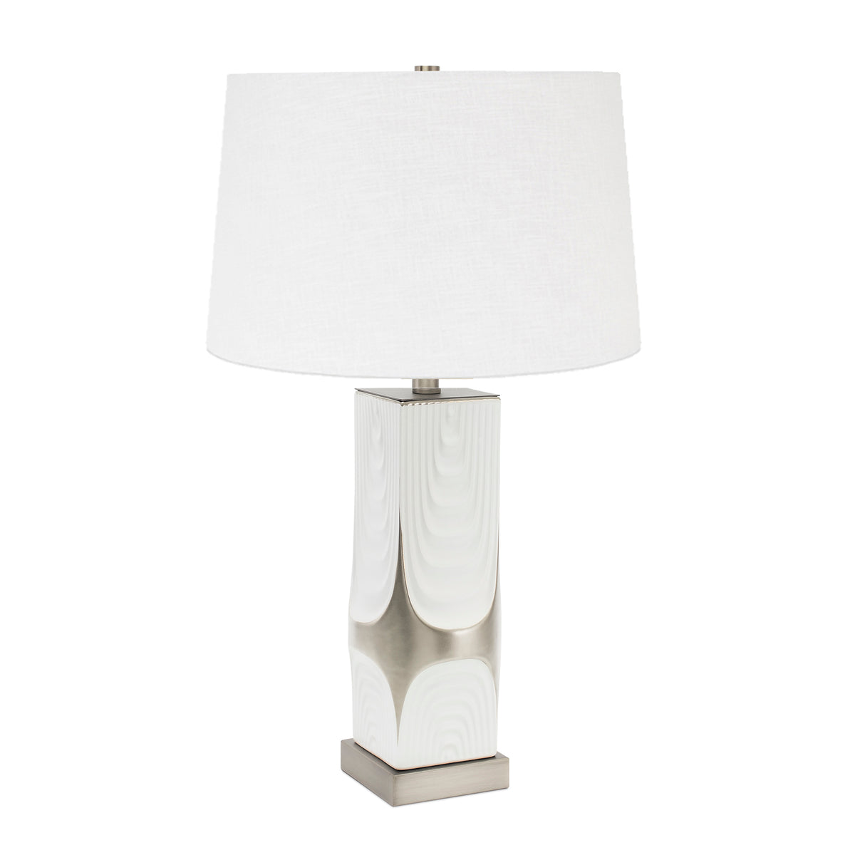 White and Silver Drape Table lamp- with 14x16x10 soft silver lined ...